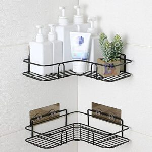 rofra corner shower caddy shelf 2-pack wall mounted shower bathroom shelf with adhesives, storage organizer for bathroom, dorm and kitchen,black