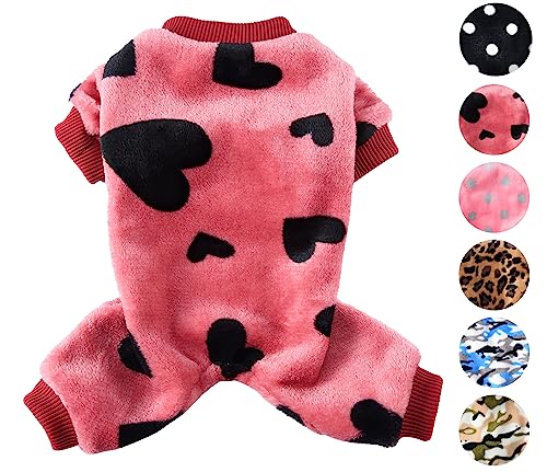 Dog Pajamas for Small Dogs Girl Boy Fall Winter Warm Dog Onesie Pjs Cold Weather Puppy 4 Legged Sweater Clothes for Chihuahua Yorkie Teacup Jumpsuit Cute Pet Outfits Apparel Coats (X-Small, Love)