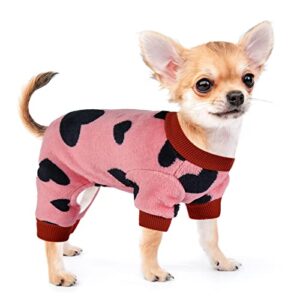 Dog Pajamas for Small Dogs Girl Boy Fall Winter Warm Dog Onesie Pjs Cold Weather Puppy 4 Legged Sweater Clothes for Chihuahua Yorkie Teacup Jumpsuit Cute Pet Outfits Apparel Coats (X-Small, Love)