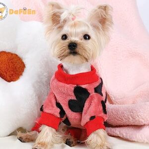 Dog Pajamas for Small Dogs Girl Boy Fall Winter Warm Dog Onesie Pjs Cold Weather Puppy 4 Legged Sweater Clothes for Chihuahua Yorkie Teacup Jumpsuit Cute Pet Outfits Apparel Coats (X-Small, Love)