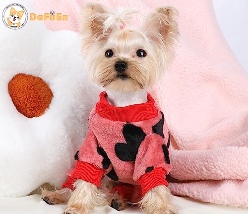 Dog Pajamas for Small Dogs Girl Boy Fall Winter Warm Dog Onesie Pjs Cold Weather Puppy 4 Legged Sweater Clothes for Chihuahua Yorkie Teacup Jumpsuit Cute Pet Outfits Apparel Coats (X-Small, Love)