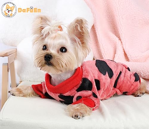 Dog Pajamas for Small Dogs Girl Boy Fall Winter Warm Dog Onesie Pjs Cold Weather Puppy 4 Legged Sweater Clothes for Chihuahua Yorkie Teacup Jumpsuit Cute Pet Outfits Apparel Coats (X-Small, Love)