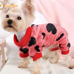 Dog Pajamas for Small Dogs Girl Boy Fall Winter Warm Dog Onesie Pjs Cold Weather Puppy 4 Legged Sweater Clothes for Chihuahua Yorkie Teacup Jumpsuit Cute Pet Outfits Apparel Coats (X-Small, Love)