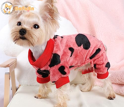 Dog Pajamas for Small Dogs Girl Boy Fall Winter Warm Dog Onesie Pjs Cold Weather Puppy 4 Legged Sweater Clothes for Chihuahua Yorkie Teacup Jumpsuit Cute Pet Outfits Apparel Coats (X-Small, Love)