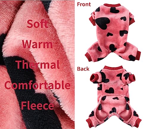 Dog Pajamas for Small Dogs Girl Boy Fall Winter Warm Dog Onesie Pjs Cold Weather Puppy 4 Legged Sweater Clothes for Chihuahua Yorkie Teacup Jumpsuit Cute Pet Outfits Apparel Coats (X-Small, Love)