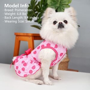 KYEESE Dog Dress Polka Dot Dog Sundress with Bowknot Dog Dresses Lightweight Pet Apparel for Small Dogs Cats Puppy Doggie Party Skirt Outfits, Pink XL