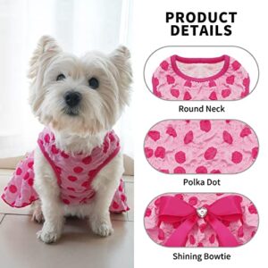 KYEESE Dog Dress Polka Dot Dog Sundress with Bowknot Dog Dresses Lightweight Pet Apparel for Small Dogs Cats Puppy Doggie Party Skirt Outfits, Pink XL