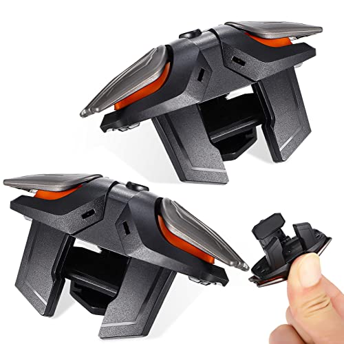 UKCOCO Fone Mobile Gaming Triggers - Cell Phone Game Controller with Aim & Fire Triggers Compatible with iPhone and Phone, 1 Pair Trigger with 2 Pcs Gaming Finger Sleeves Shots Fired