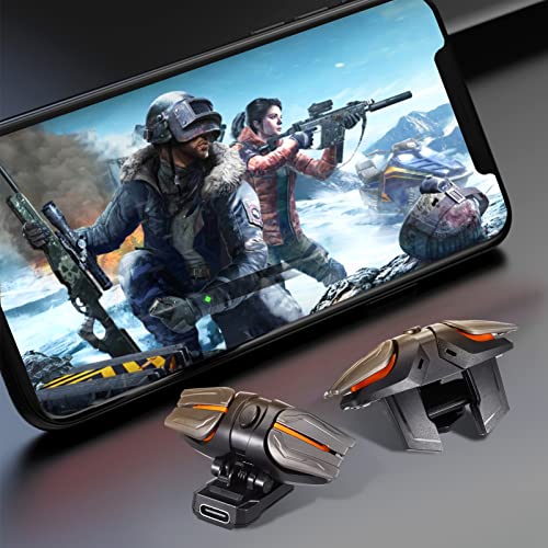 UKCOCO Fone Mobile Gaming Triggers - Cell Phone Game Controller with Aim & Fire Triggers Compatible with iPhone and Phone, 1 Pair Trigger with 2 Pcs Gaming Finger Sleeves Shots Fired