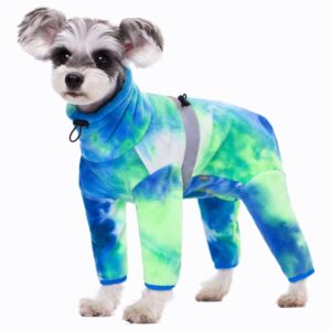 dog coats for small dogs, polar fleece dog pajamas bodysuit for small medium dogs, dog winter jacket, puppy onesies tie dye jumpsuits, dog full body vest, dog four-legged warm clothes