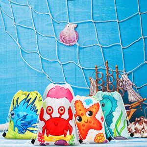 24 Pcs Sea Animal Drawstring Bags Backpack Sea Life Party Gift Ocean Party Favor Bags Goodie Bag Under the Sea Party Favor Bags for Kids Girls Birthday Party Celebration Decorations