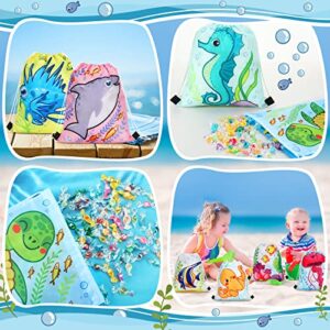 24 Pcs Sea Animal Drawstring Bags Backpack Sea Life Party Gift Ocean Party Favor Bags Goodie Bag Under the Sea Party Favor Bags for Kids Girls Birthday Party Celebration Decorations