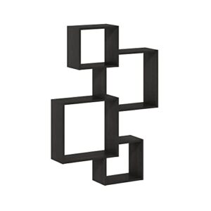 furinno rossi interweave wall mount floating cube shelf, set of 4, espresso