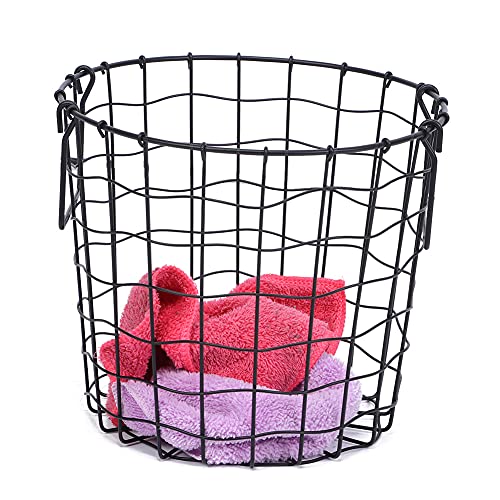 Iron Wire Laundry Hamper, Folding Laundry Storage Basket with Handles, Dirty Laundry Hamper Cart Sorter Clothes Basket Organizer