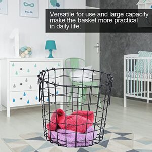 Iron Wire Laundry Hamper, Folding Laundry Storage Basket with Handles, Dirty Laundry Hamper Cart Sorter Clothes Basket Organizer