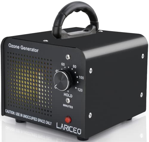 LARICEO 12000mg/h High Capacity Ozone Generator, Home and Commercial Ozone Machine Odor Removal, Ideal for Car, Home, Smoke, Pet, etc (Black)