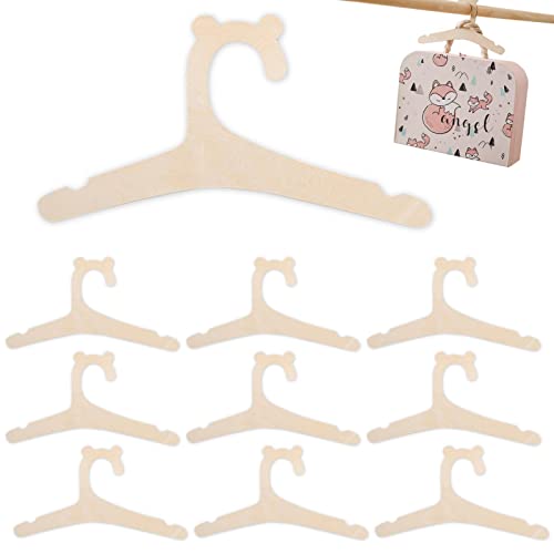 Littryee Toddler Hangers, Wooden Baby Hangers, Baby Clothes Hangers Creative Bear Cardboard Hangers, Ultra Slim Children Wooden Hangers for Baby Clothes