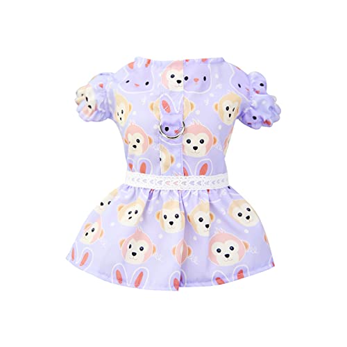 HonpraD Pet Clothes for Large Dogs Girl Spring and Summer Puppy T Shirt Monkey Rabbit Petal Skirt Princess Dog Clothes for Small Dogs Girls Dress T Shirt