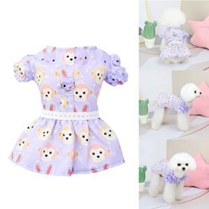 HonpraD Pet Clothes for Large Dogs Girl Spring and Summer Puppy T Shirt Monkey Rabbit Petal Skirt Princess Dog Clothes for Small Dogs Girls Dress T Shirt