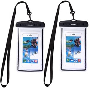 2-Pack Waterproof Phone Pouch, Universal Waterproof Phone Case, IPX8 Dry Bag Underwater with Lanyard for iPhone 13 12 11 Pro Max Samsung S21 S10 etc. up to 7.5 inch (Fluorescent Black)