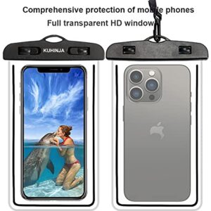 2-Pack Waterproof Phone Pouch, Universal Waterproof Phone Case, IPX8 Dry Bag Underwater with Lanyard for iPhone 13 12 11 Pro Max Samsung S21 S10 etc. up to 7.5 inch (Fluorescent Black)