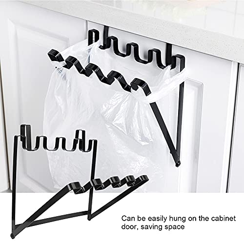 Weojeviy Household Waste Garbage Bag Hanging Rack Rubbish Bag Holder Kitchen Cabinet Bag Rack Holder Accessory Kitchen Supplies, for Kitchen Bedroom and Living Room(Black)