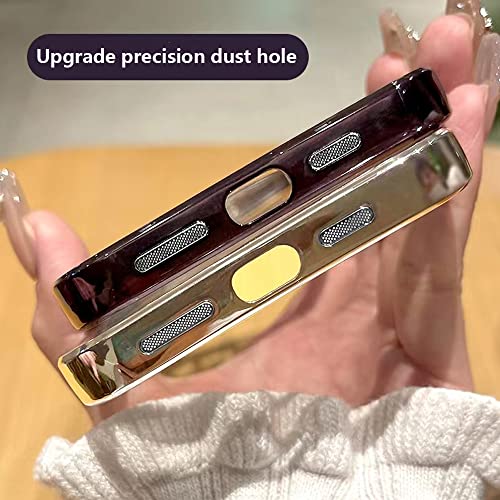 LZGHOYF Magnetic Clear Case for iPhone 14 Pro Max Phone Case Built-in Camera Lens Protector Compatible with MagSafe Slim Magnet Case for iPhone 14 Pro Max 6.7 Inches - Purple