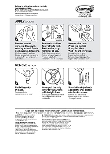 Command Clear Cable Clips - Plastic Adhesive Cord Clips for String Lights, Christmas Decorations, Wall, Office or Home Wires, 20 3M Clear Hooks, 24 Adhesive Strips and Wholesalehome Hook Torpedo Level