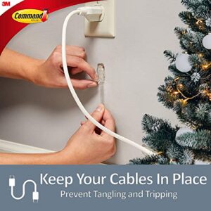 Command Clear Cable Clips - Plastic Adhesive Cord Clips for String Lights, Christmas Decorations, Wall, Office or Home Wires, 20 3M Clear Hooks, 24 Adhesive Strips and Wholesalehome Hook Torpedo Level