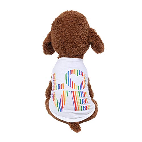 T Shirt Love Clothing Pet Thin Vest Summer and Dog Cat Spring Breathable Pet Clothes Dog Dress with Leash Ring