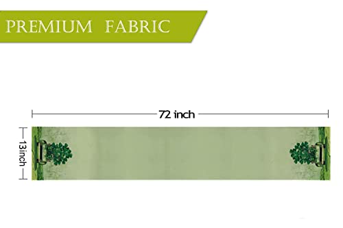 St Patricks Day Table Runner Shamrock Good Luck Truck Green Burlap Spring Holiday Kitchen Dining Banquet Indoor Outdoor Decorations Family Party Decor 13 x 72 Inch