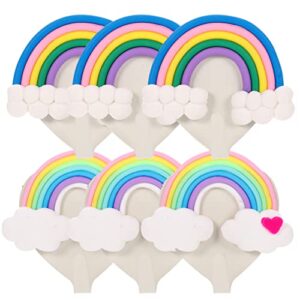 cabilock 6pcs rainbow wall hooks coat hooks wall clothes towels hooks adhesive robe hook key hat scarf purse bags hangers wall pegs for home office kids room