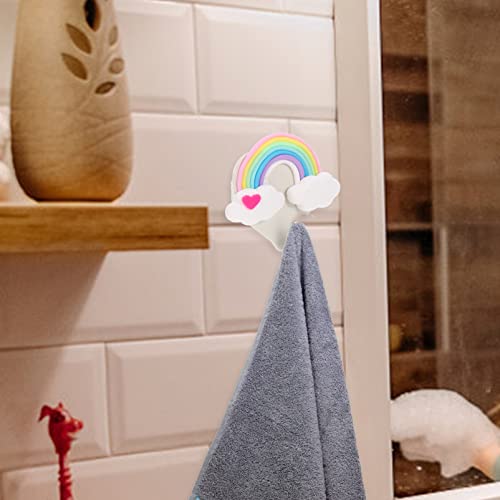 Cabilock 6pcs Rainbow Wall Hooks Coat Hooks Wall Clothes Towels Hooks Adhesive Robe Hook Key Hat Scarf Purse Bags Hangers Wall Pegs for Home Office Kids Room