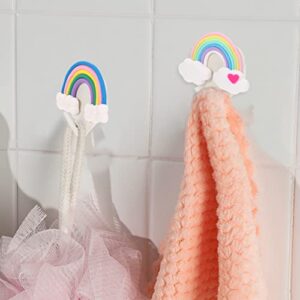 Cabilock 6pcs Rainbow Wall Hooks Coat Hooks Wall Clothes Towels Hooks Adhesive Robe Hook Key Hat Scarf Purse Bags Hangers Wall Pegs for Home Office Kids Room