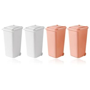 hanabass car trash bin pencil cup desktop organizer 4pcs small trash can mini trash bin with lid desktop organizer pen holder garbage truck toy garbage trucks trash cans