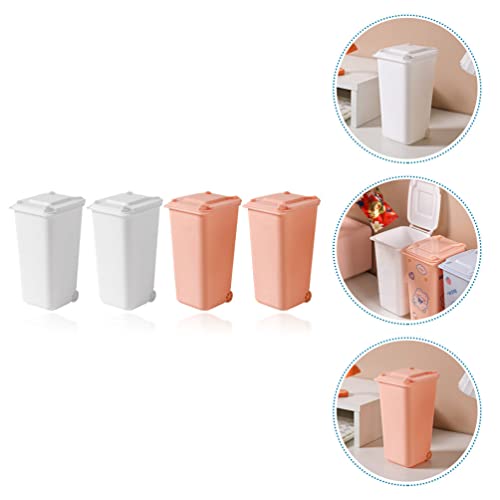 HANABASS Car Trash Bin Pencil Cup Desktop Organizer 4pcs Small Trash Can Mini Trash Bin with Lid Desktop Organizer Pen Holder Garbage Truck Toy Garbage Trucks Trash Cans