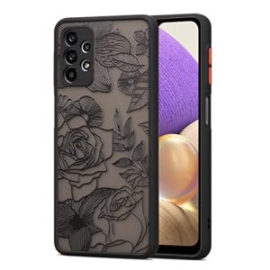 XIZYO for Samsung Galaxy A32 5G Case Rose Design Floral Pattern Slim Case for Women Girls TPU Bumper Case Shockproof Protective Case for Galaxy A32 5G, Black