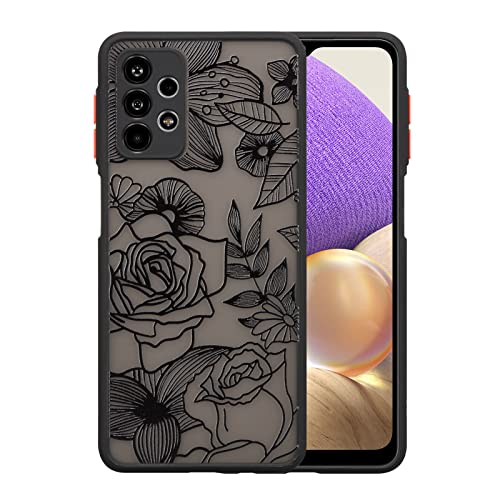 XIZYO for Samsung Galaxy A32 5G Case Rose Design Floral Pattern Slim Case for Women Girls TPU Bumper Case Shockproof Protective Case for Galaxy A32 5G, Black