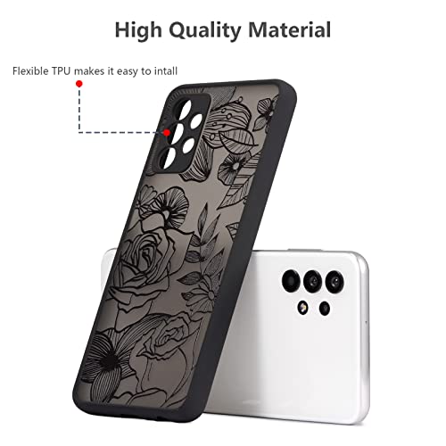 XIZYO for Samsung Galaxy A32 5G Case Rose Design Floral Pattern Slim Case for Women Girls TPU Bumper Case Shockproof Protective Case for Galaxy A32 5G, Black