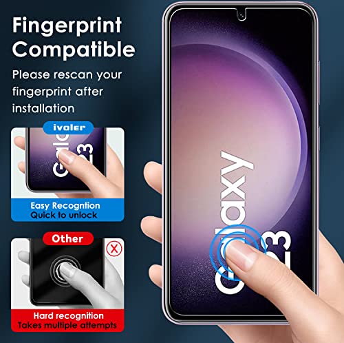 ivoler [3+1 Pack Tempered Glass Screen Protector for Samsung Galaxy S23 5G 6.1'' 2022 [3 Pack] [Not Fit Galaxy S23 Ultra& S23 Plus ] with [1 Pack] Camera Lens Protector with Alignment Frame HD Clear