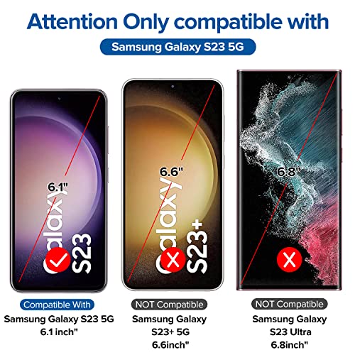 ivoler [3+1 Pack Tempered Glass Screen Protector for Samsung Galaxy S23 5G 6.1'' 2022 [3 Pack] [Not Fit Galaxy S23 Ultra& S23 Plus ] with [1 Pack] Camera Lens Protector with Alignment Frame HD Clear