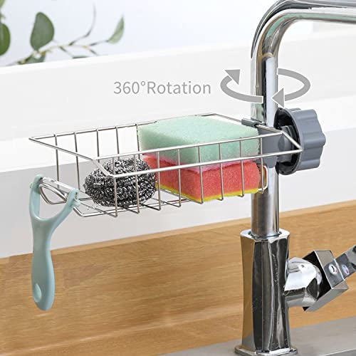 Sponge Holder Over Faucet,Sponge Holder for Kitchen Sink Caddy Organizer Over Faucet Stainless Steel Soap Holder Over Faucet in Bathroom