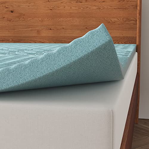 NapQueen 3 Inch 5-Zone Gel Memory Foam Mattress Topper, CertiPUR-US Certified, Queen Blue