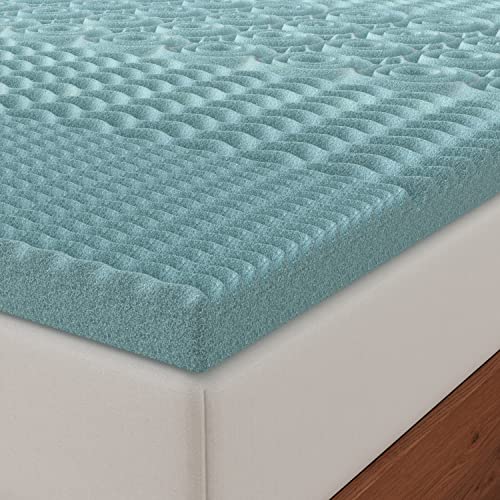 NapQueen 3 Inch 5-Zone Gel Memory Foam Mattress Topper, CertiPUR-US Certified, Queen Blue