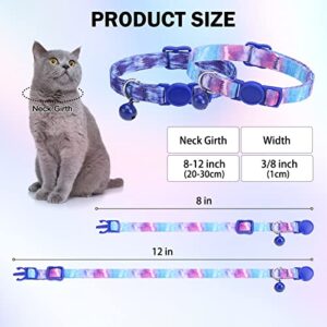 DILLYBUD Breakaway Cat Collars for Girl Boy Cats, Fall Winter All Weather Cat Collar Personalized Pattern 2 Pack,Cute Classic Safety Buckles and Bells,Adjustable Printed Nylon Colorful Pink