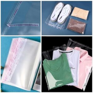 12” x 16” Large Resealable Cellophane Bags 500 pcs, Self Sealing Clear Bags for Packaging Products Self-adhesive Cello Bags for Clothes, T-shirts, Pants and Gifts, 500 ct in Bulk