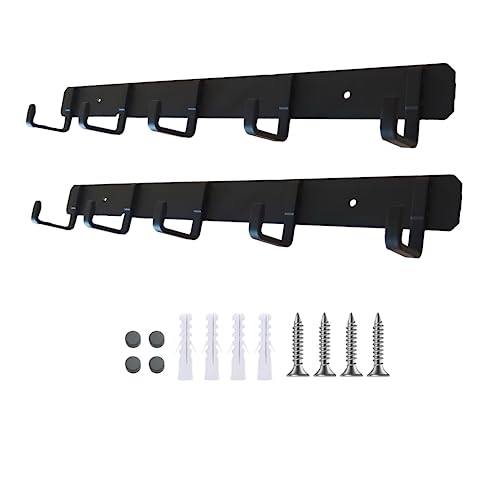 LUYU Wall Mounted Hook Rack 5 Haning Hooks Black Wall Hooks for Hanging Coat Hanger Wall Coat Rack with Hooks Towel Hooks for Bathrooms Space Saving Aluminum（2 Pack）