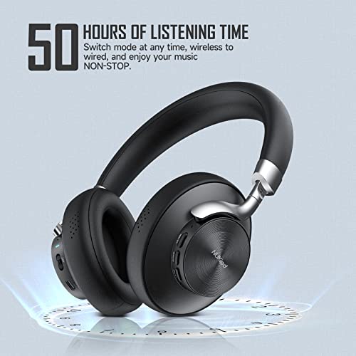 NUKied Active Noise Cancelling Headphones Over Ear with Three Hybrid Modes, up to 36dB, Wireless Bluetooth Headphones HiFi Stereo Sound with 4 EQ Modes, Built-in HD mic, Support Voice Assistant -Black