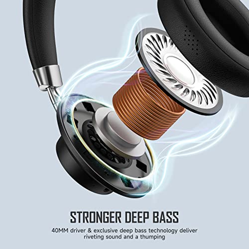 NUKied Active Noise Cancelling Headphones Over Ear with Three Hybrid Modes, up to 36dB, Wireless Bluetooth Headphones HiFi Stereo Sound with 4 EQ Modes, Built-in HD mic, Support Voice Assistant -Black