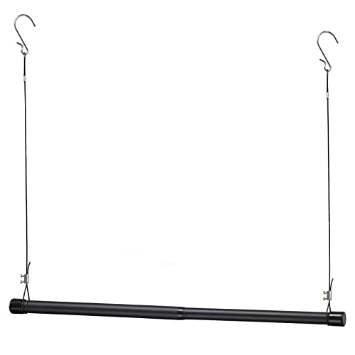 Hanging Closet Rod,15-40 Inch Adjustable Closet Hanging Organizer,35 Inch Height Space-Saving Clothes Hanging Bar,Black Closet Rod Extender…